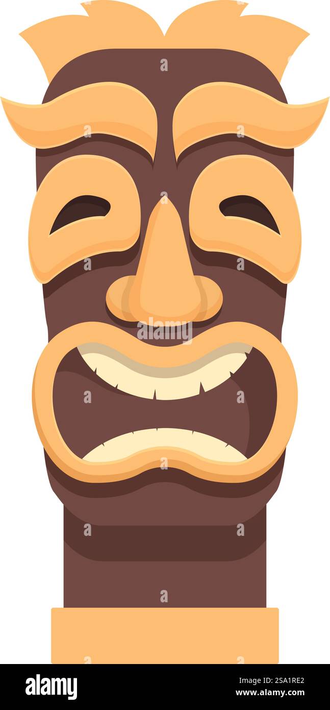 Tiki mask totem icon cartoon vector. Canada animal. Face design culture ...