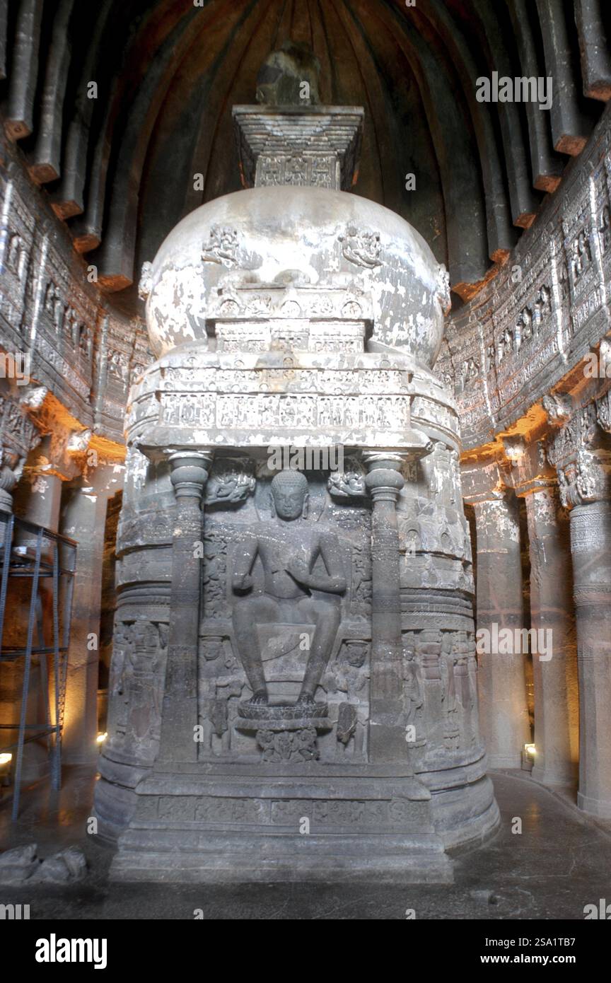 Sitting Lord Buddha's Stupa one of many Stupas of lord inside UNESCO ...