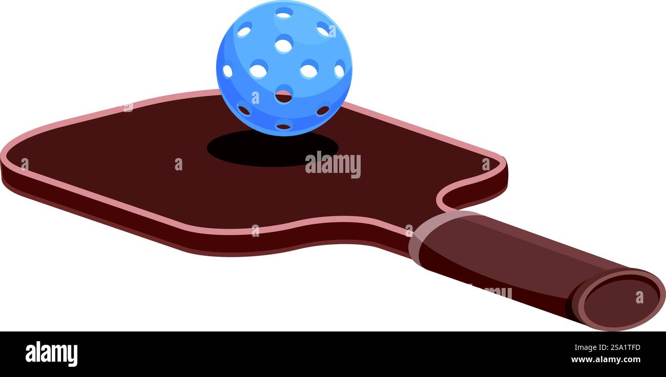 Paddle ball racquet icon cartoon vector. Wiffle ball. Sphere holes ...
