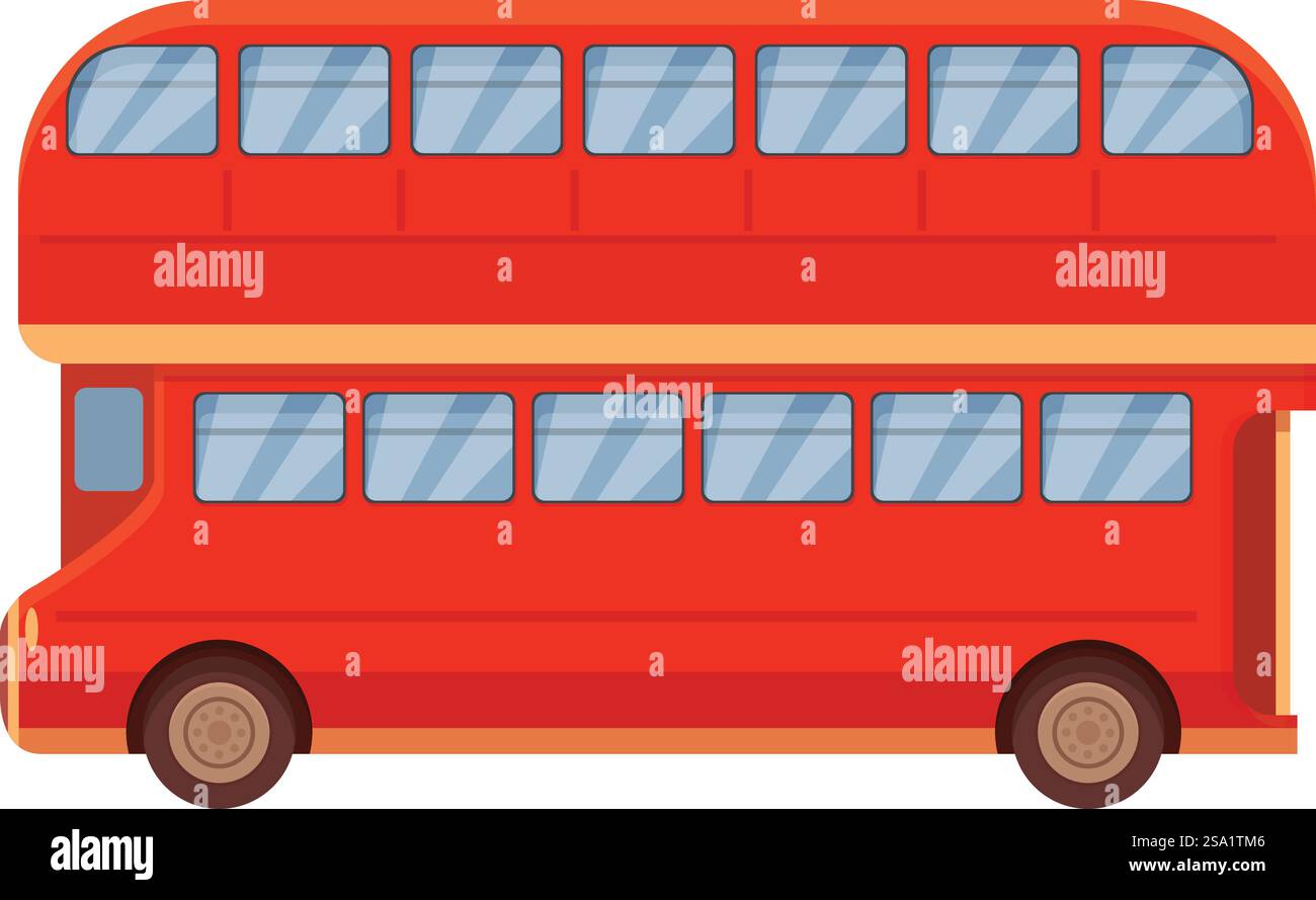 Big red bus icon cartoon vector. Traffic tourist. Truck side tour front ...