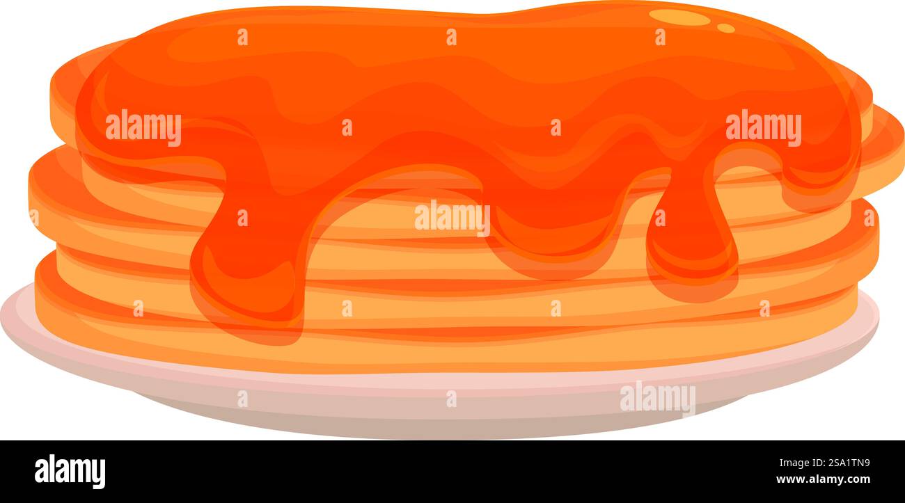 Pancake maple syrup icon cartoon vector. Sweet bottle. Plate breakfast ...