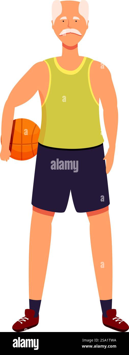 Old man basketball workout icon cartoon vector. Age training. Person ...