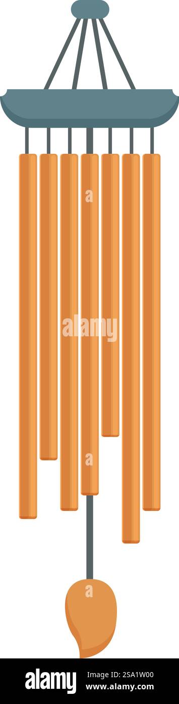 Wind chime icon cartoon vector. Music home wave. Metal decoration bell ...