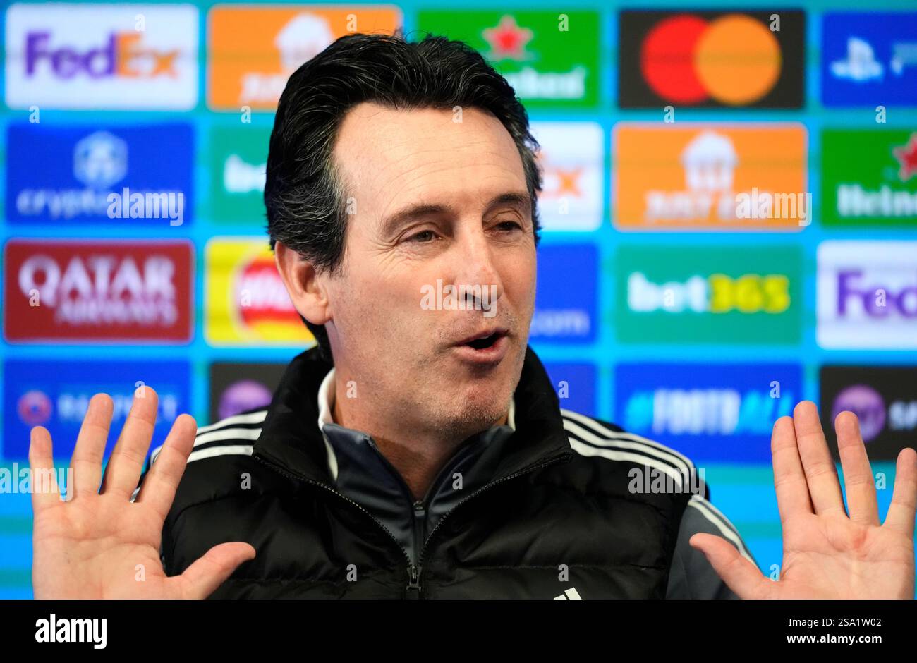 Aston Villa manager Unai Emery during a press conference at the ...