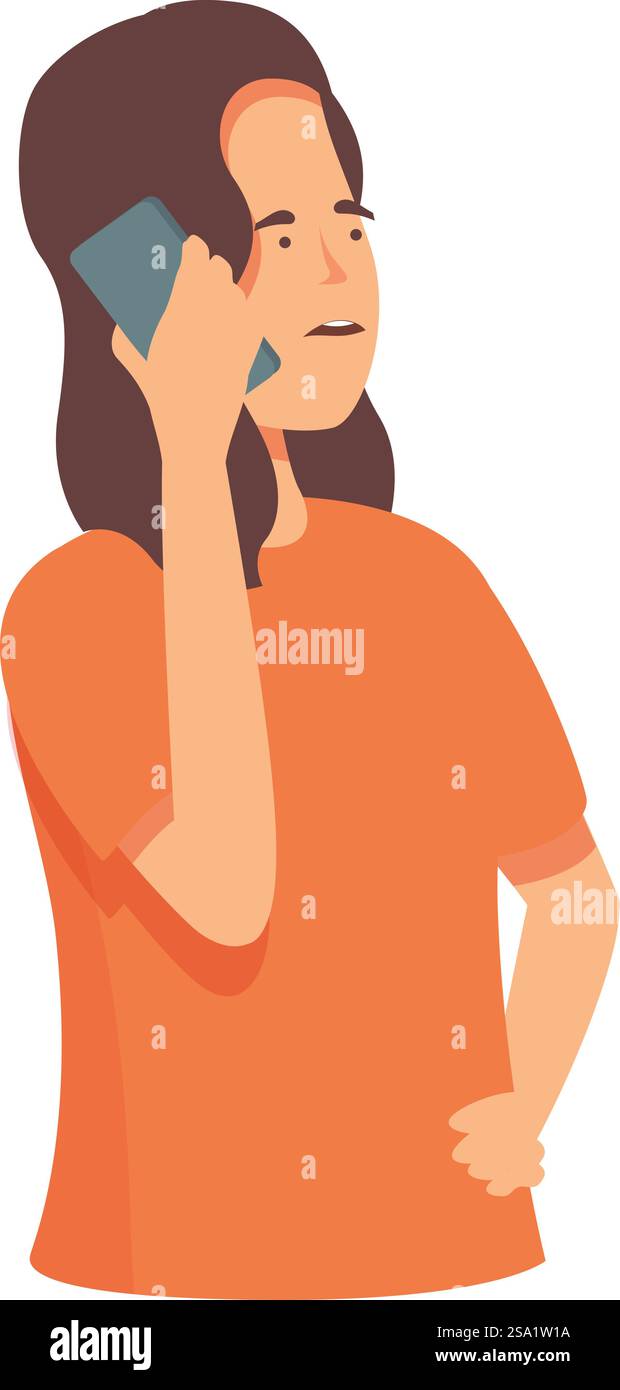Cellular talk speak icon cartoon vector. Female conversation. Modern ...