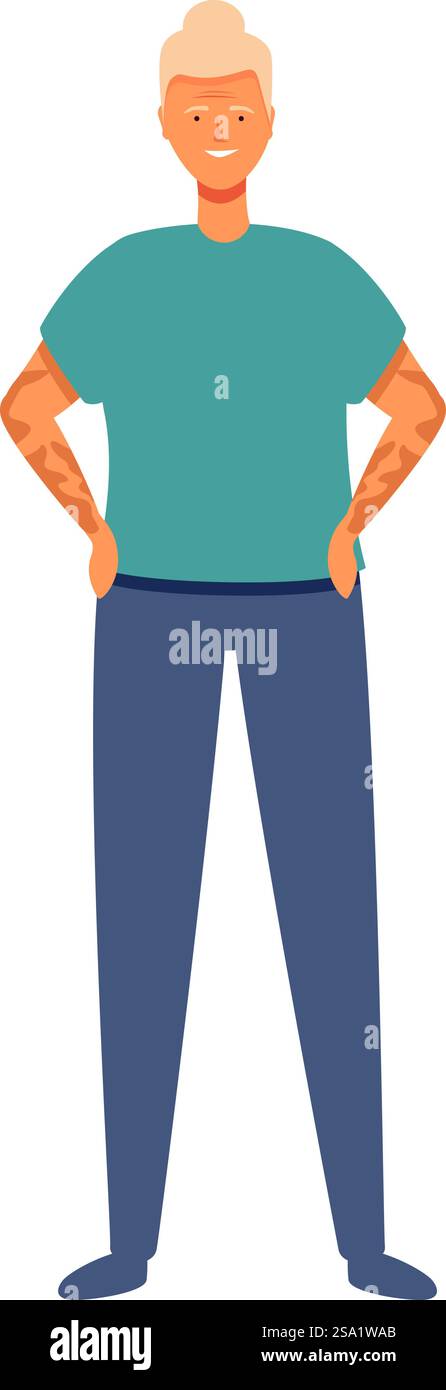 Tattoos age rock icon cartoon vector. Man happy smile. Happy roll ...