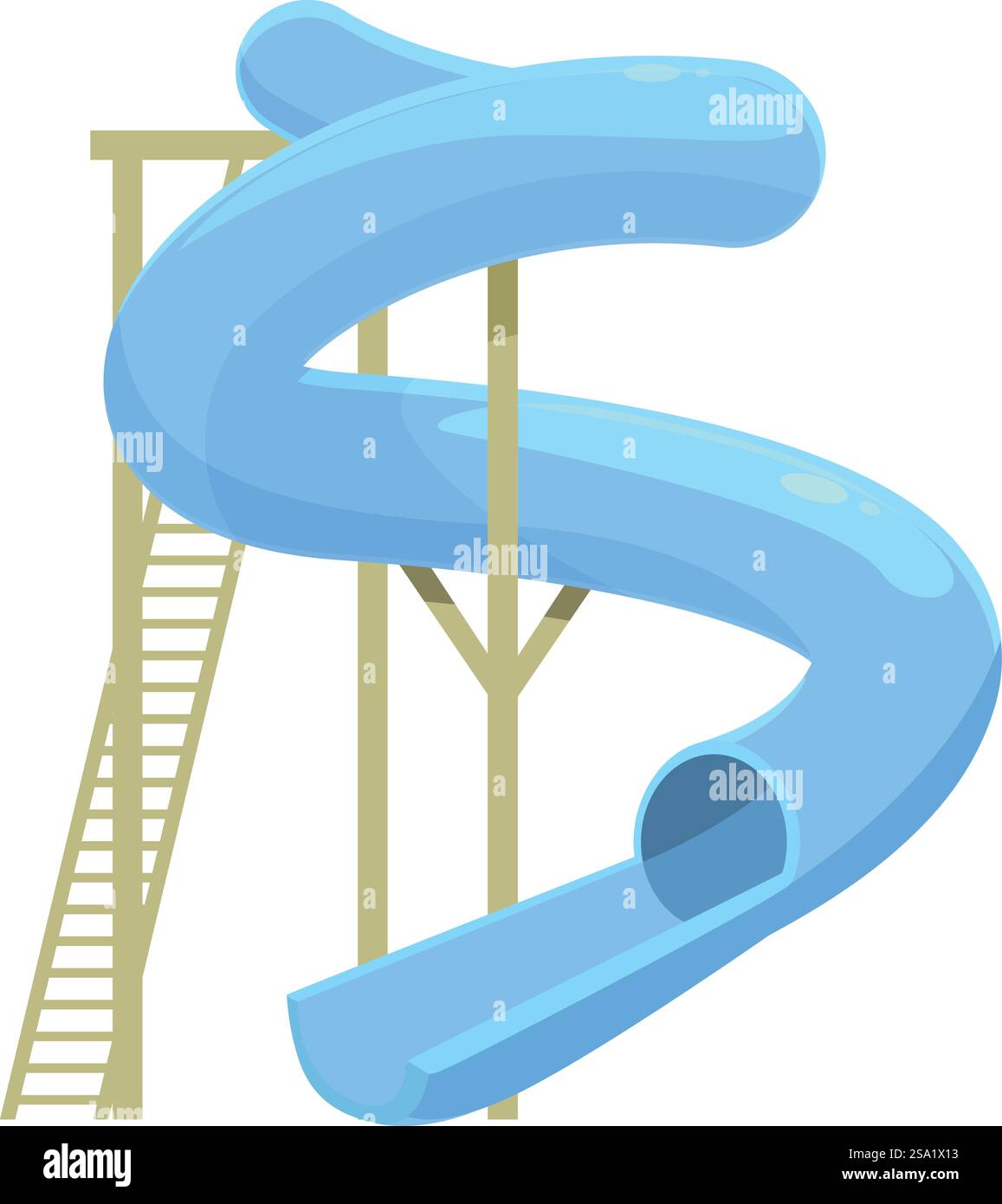 Blue water slide icon cartoon vector. Beach attraction. Pipe pool swim ...