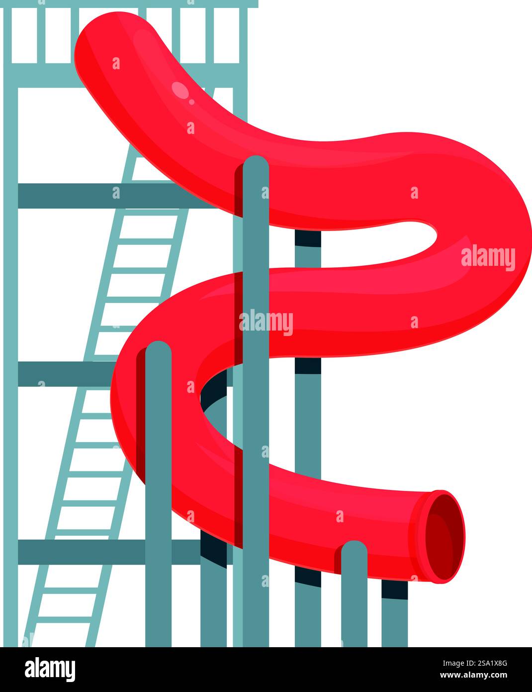 Red tube slide icon cartoon vector. Surge body. Ocean summer party. Red ...