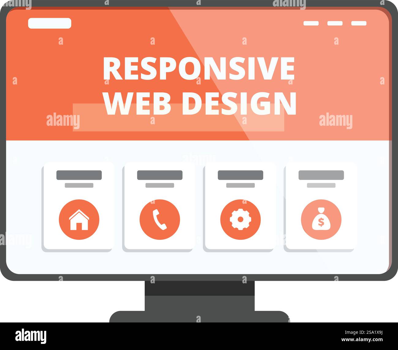 Monitor responsive web design icon cartoon vector. View product. Monitor page. Monitor ...