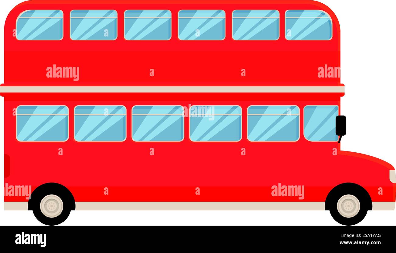 Decker red bus icon cartoon vector. Truck side tourism. United tourism ...
