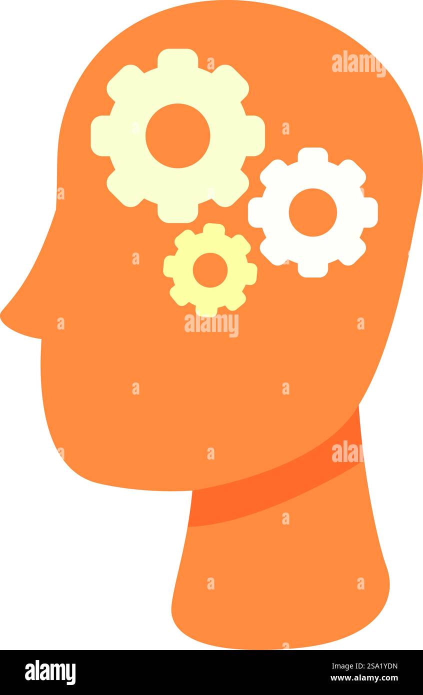Gear mind thinking icon cartoon vector. Genius strategy. Launch left ...