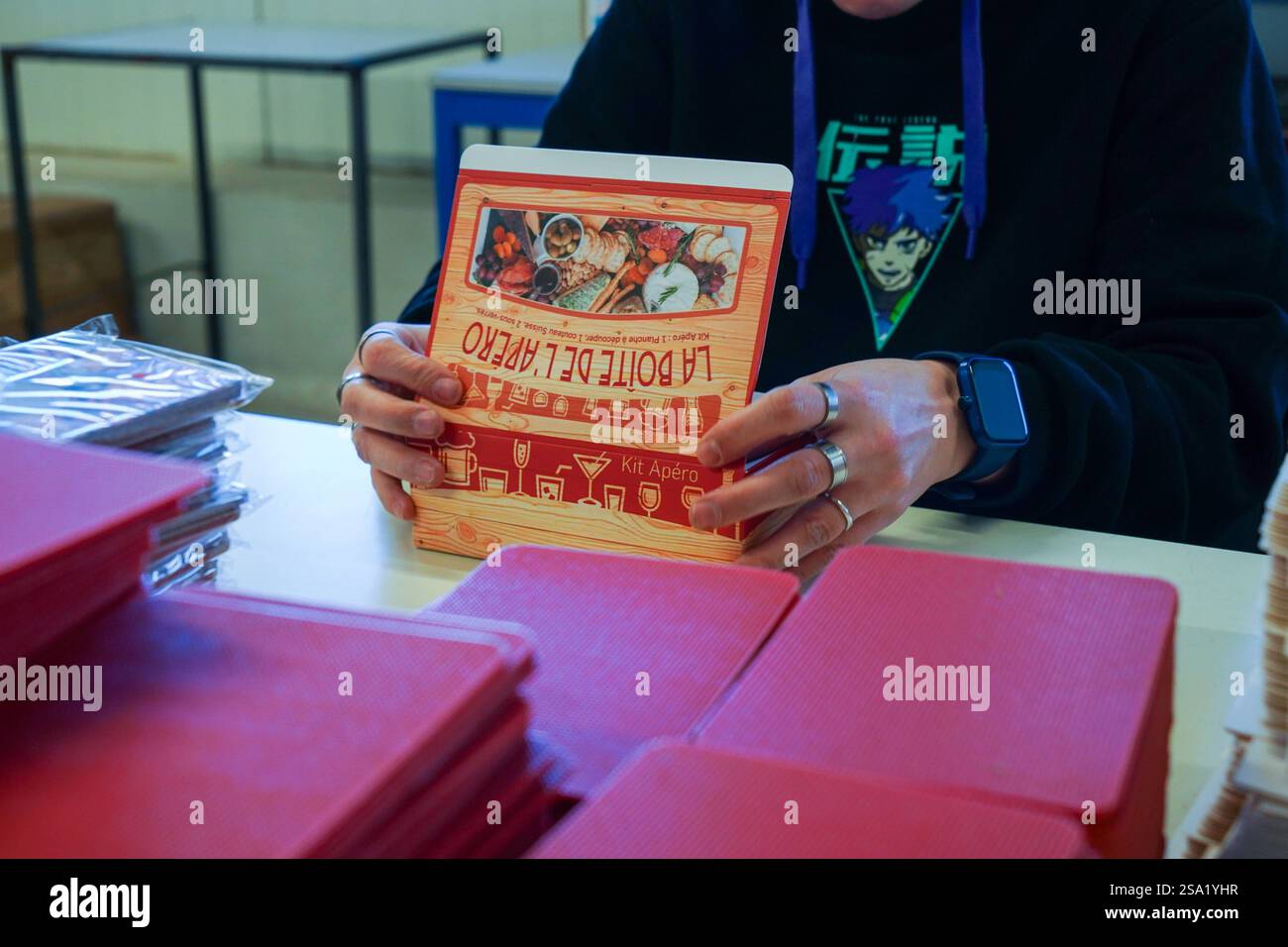 Disabled worker working in the ESAT product packaging workshop ...