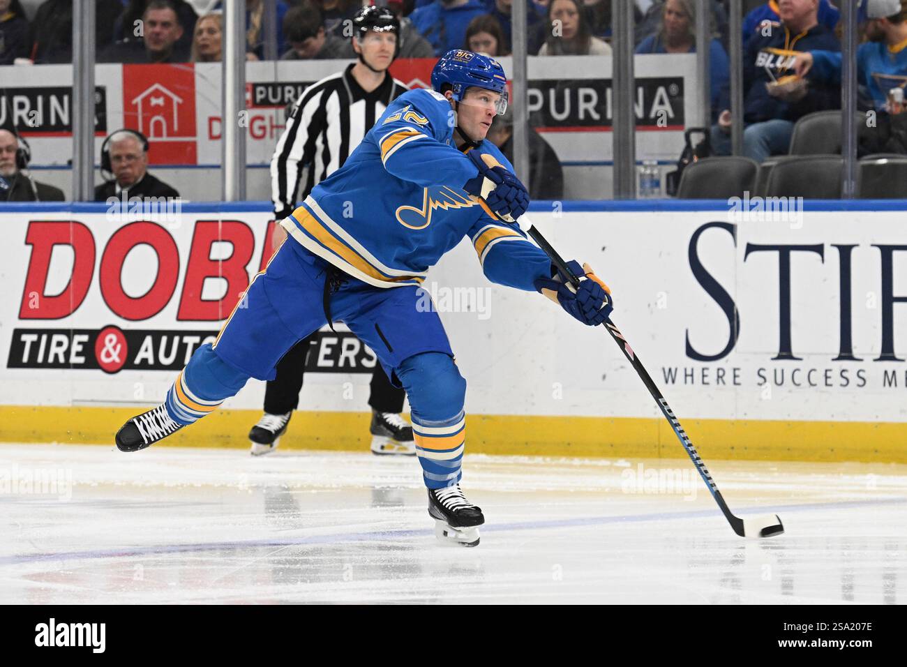 St. Louis Blues' Ryan Suter (22) takes a shot against the Dallas Stars ...
