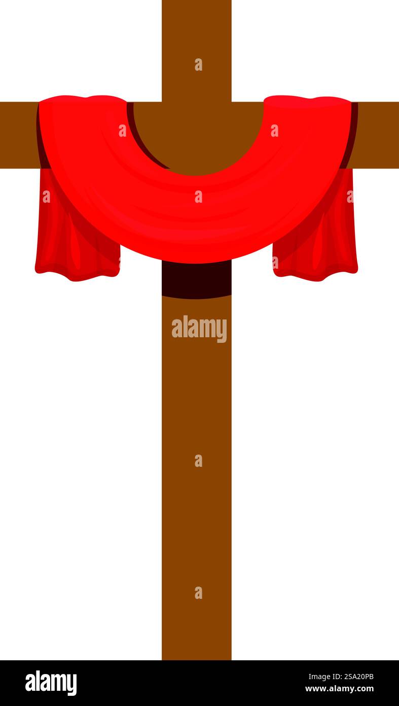 Wooden cross icon cartoon vector. Happy celebration catholic. Badge ...