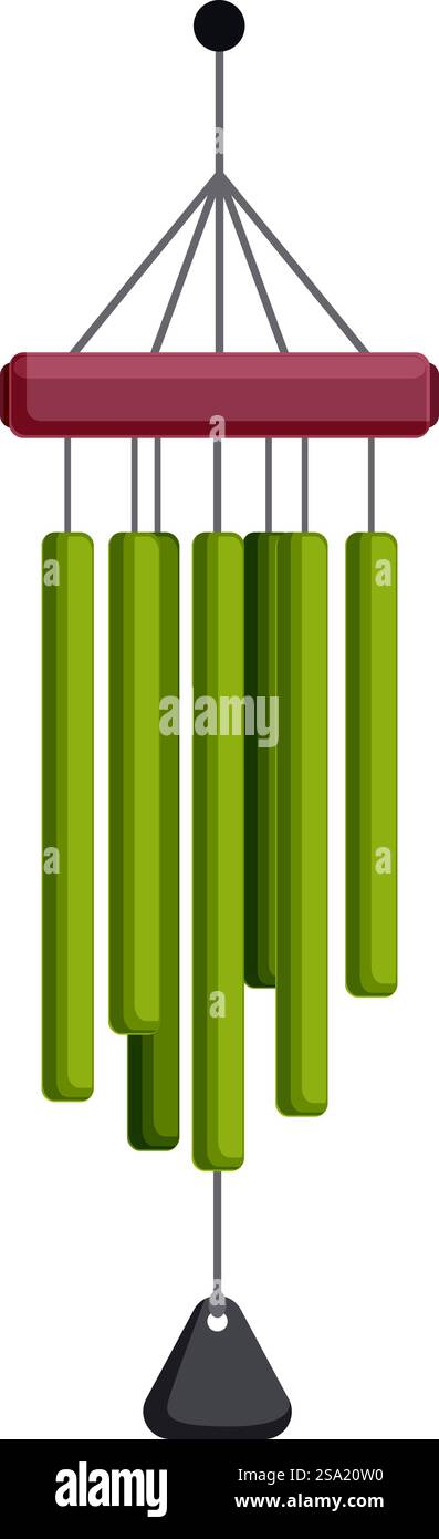 Green color wind chime icon cartoon vector. Metal bell. Hang vacation ...