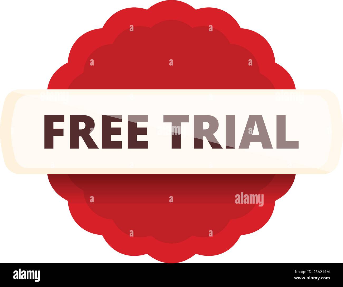 Red stamp free trial icon cartoon vector. Coupon stick application ...