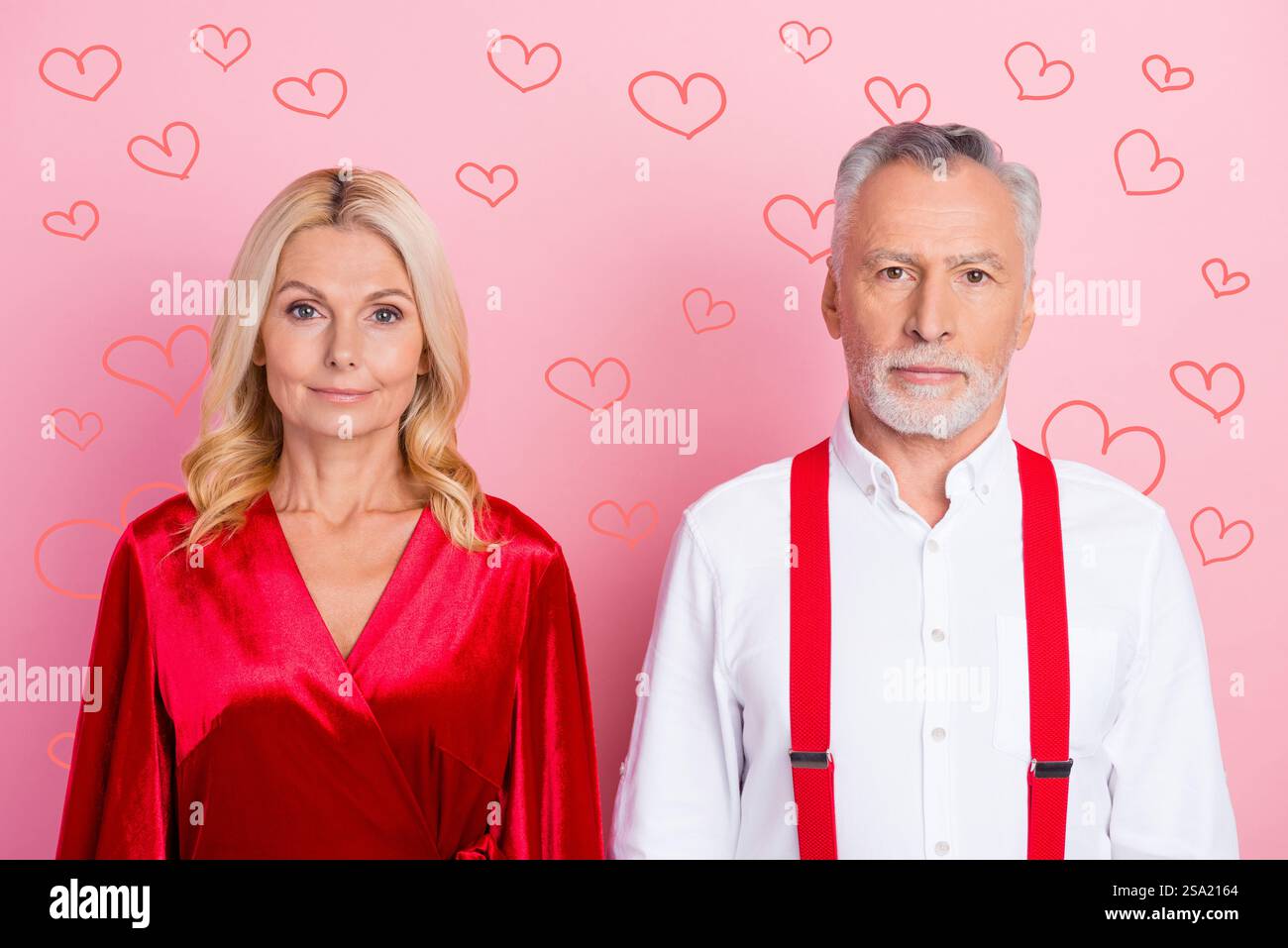 Portrait of two attractive chic married spouses wearing festal elegant ...