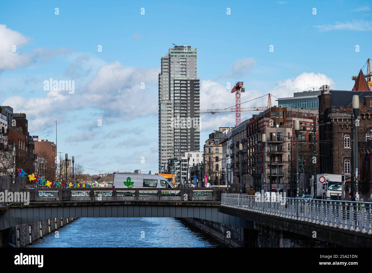 Bridge over the canal between Molenbeek and Brussels city center ...