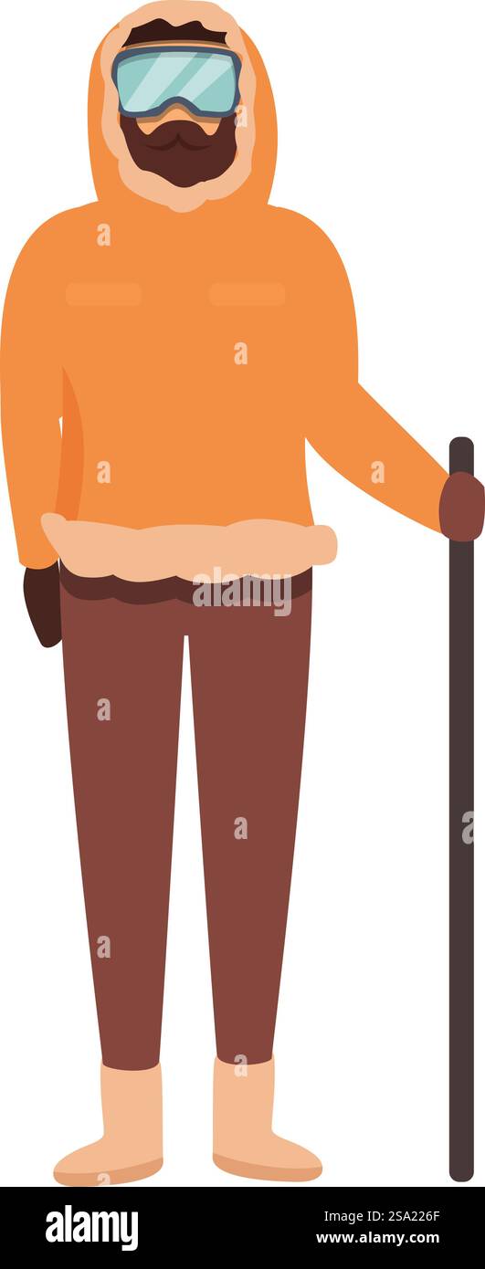 Arctic scientist researcher icon cartoon vector. Cold travel nature ...