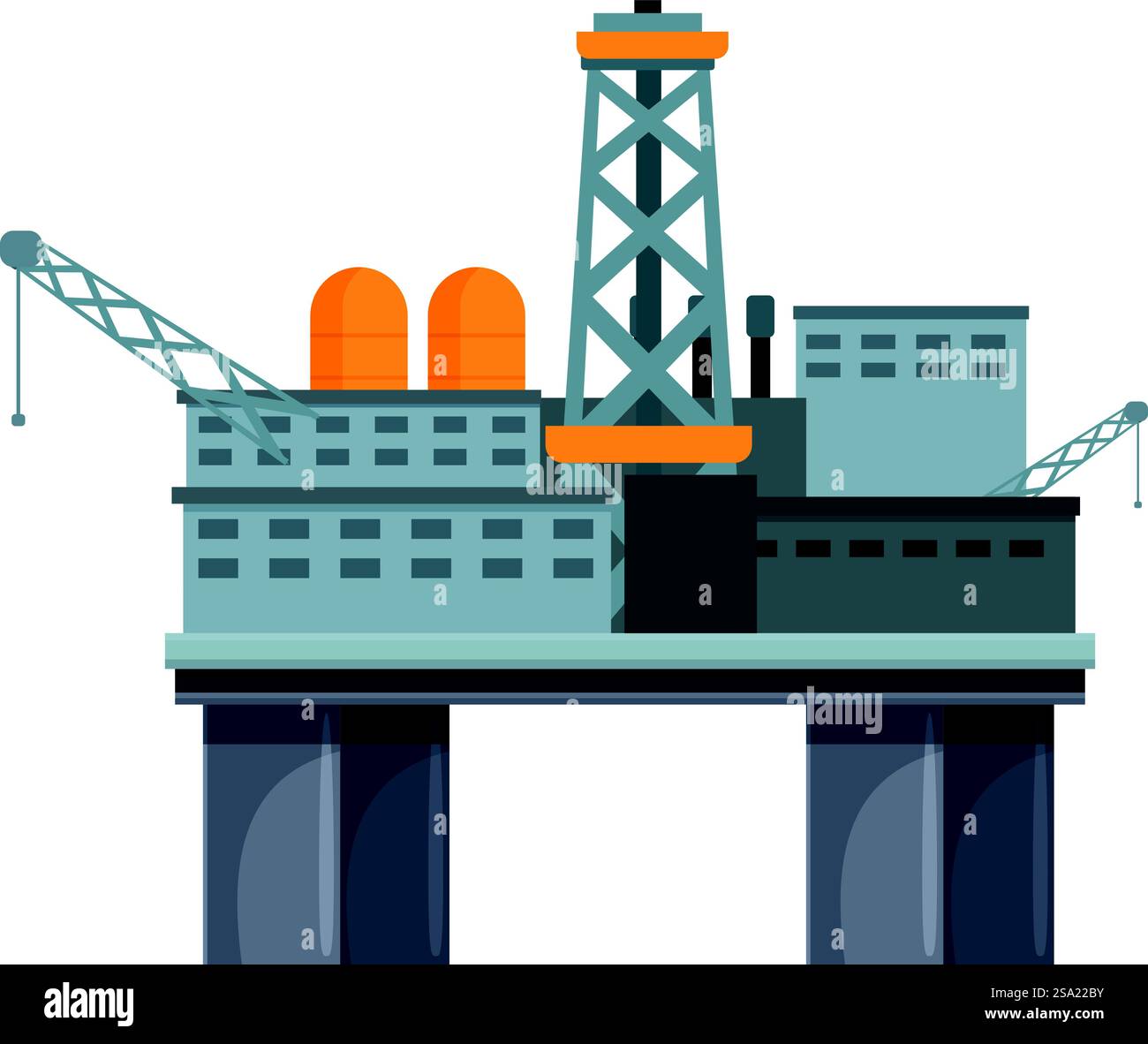 Oil platform plant icon cartoon vector. Structure marine. Gasoline ship ...