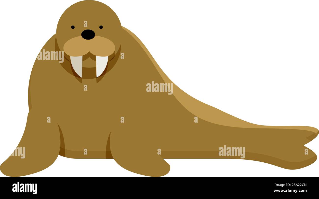 Arctic walrus icon cartoon vector. Ice pole animal. Exploration ...