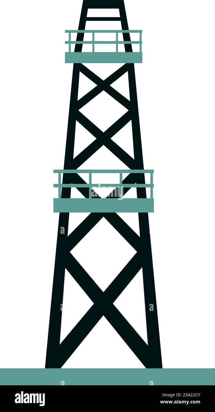 Oil extract tower icon cartoon vector. Ship barrel tank. Marine plant ...