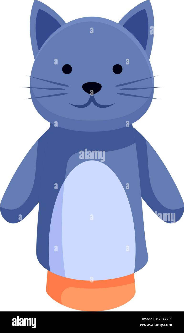 Cat puppet doll icon cartoon vector. Fantasy show. Happy marionette ...