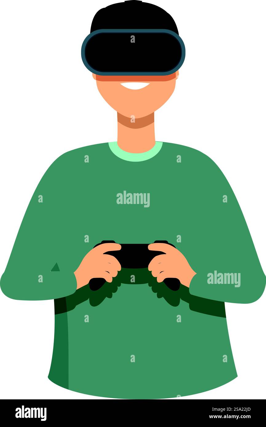 Gamer with vr headset icon cartoon vector. Controller gamer. Game play ...