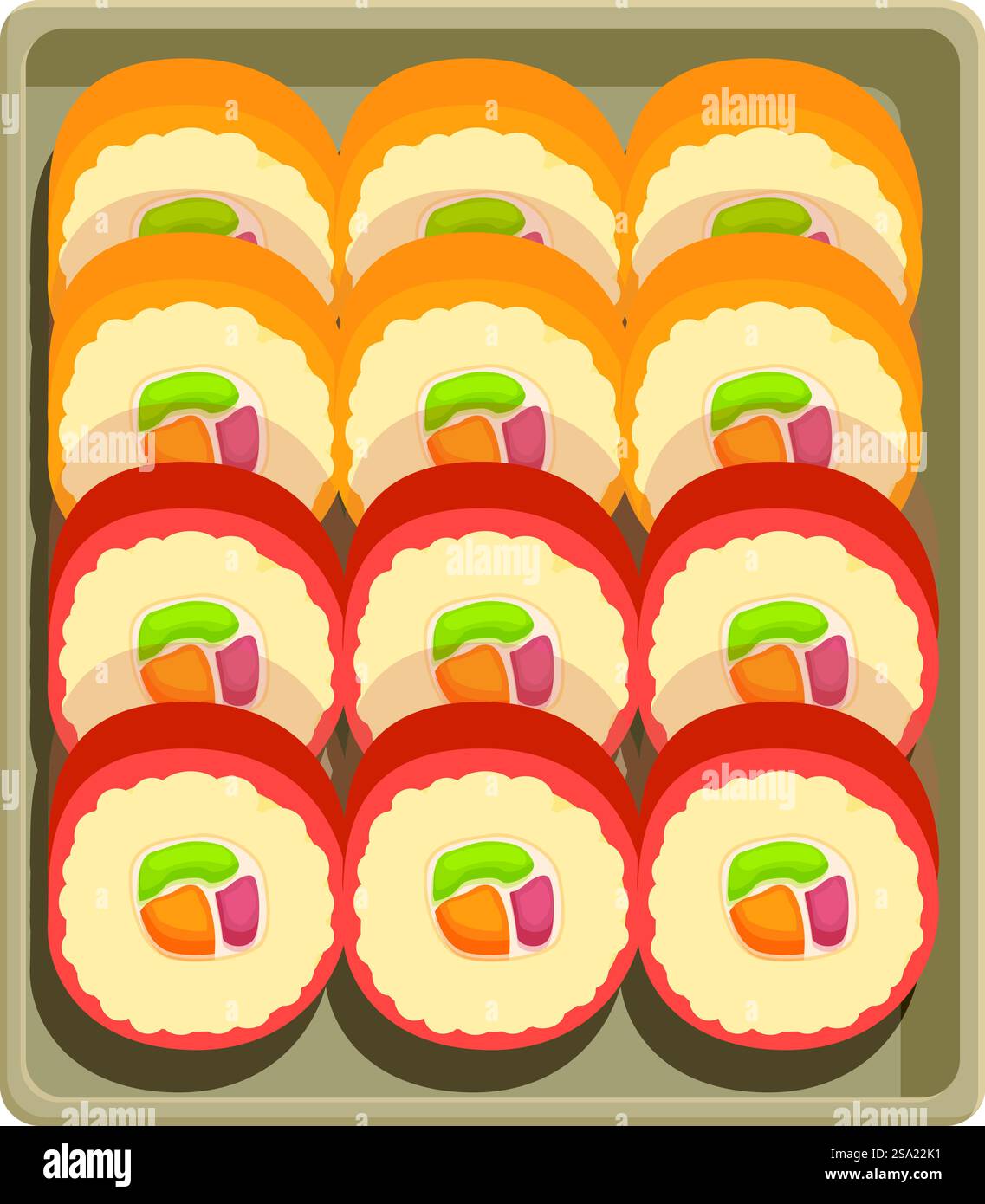 Colorful sushi box food icon cartoon vector. Take out meal. Courier ...