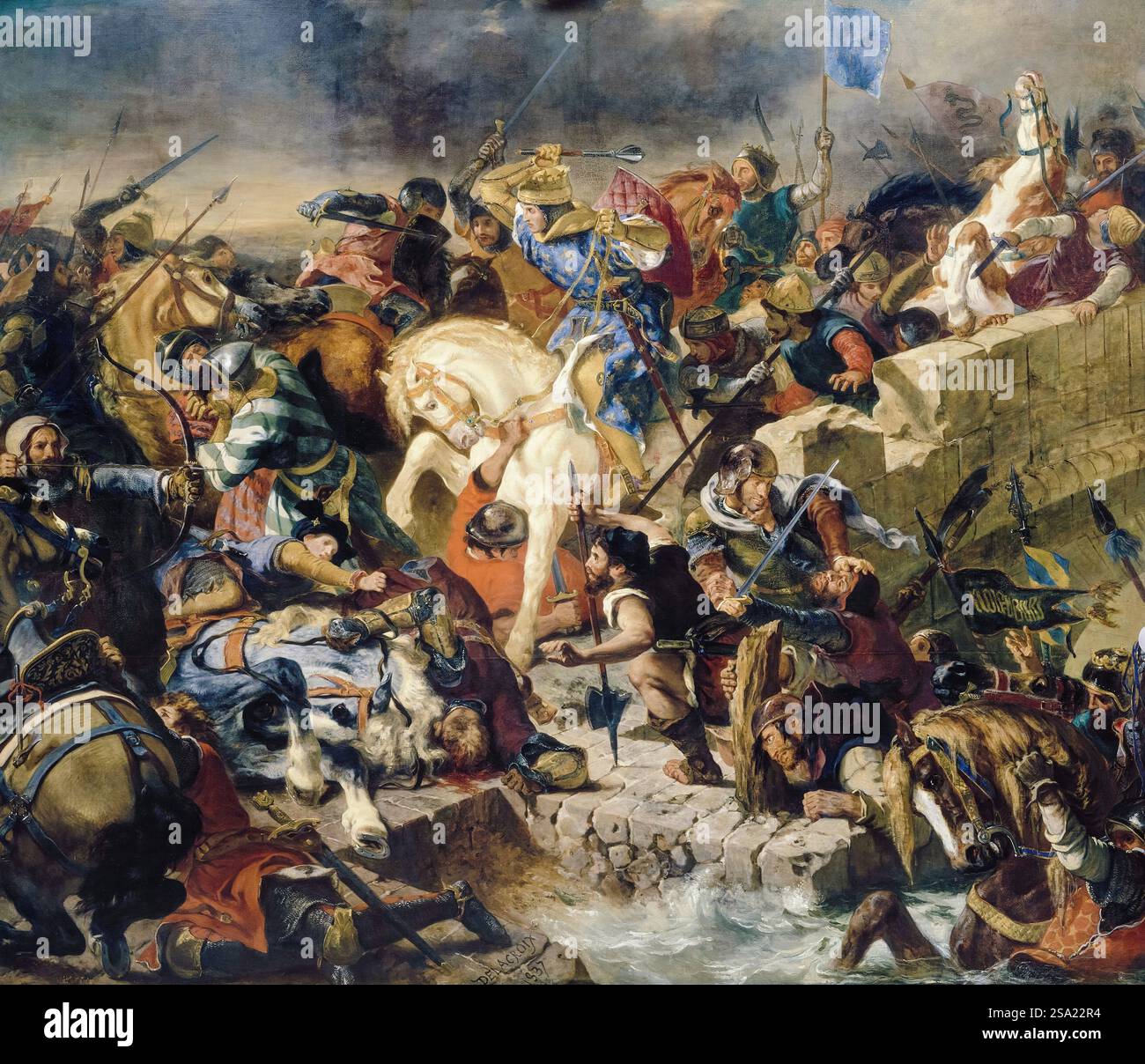 The Battle of Taillebourg, 21st July 1242, painting in oil on canvas by ...