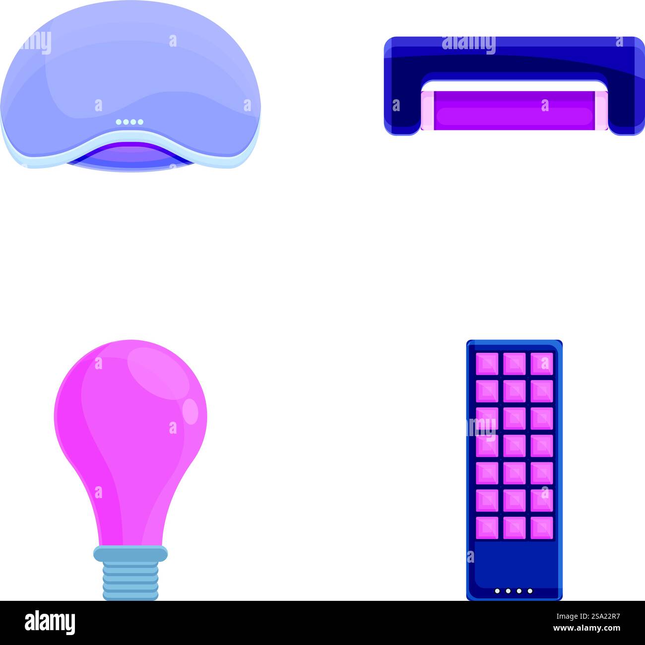 Uv lamp icons set cartoon vector. Luminous lamp with ultraviolet ray ...