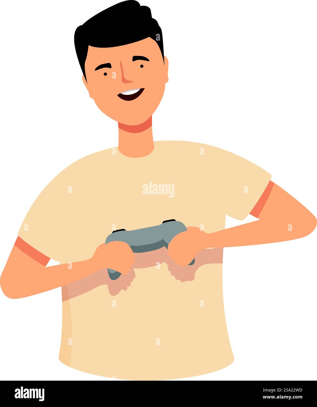 Happy home gamer icon cartoon vector. Young student. Play online video ...