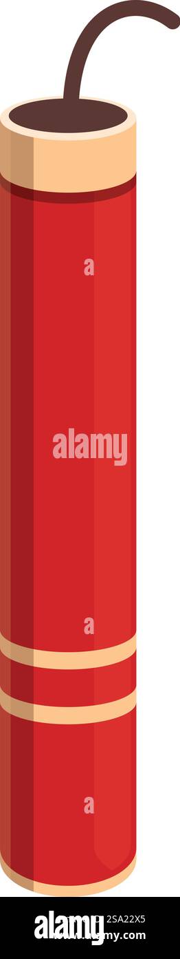 Small red dynamite icon cartoon vector. Safety petard. Explosion ...