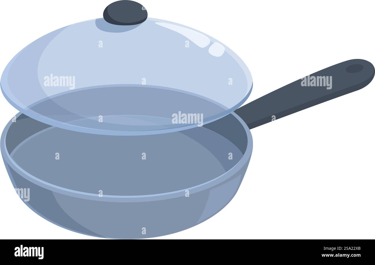Glass pan icon cartoon vector. Domestic empty pot. Equipment coating ...