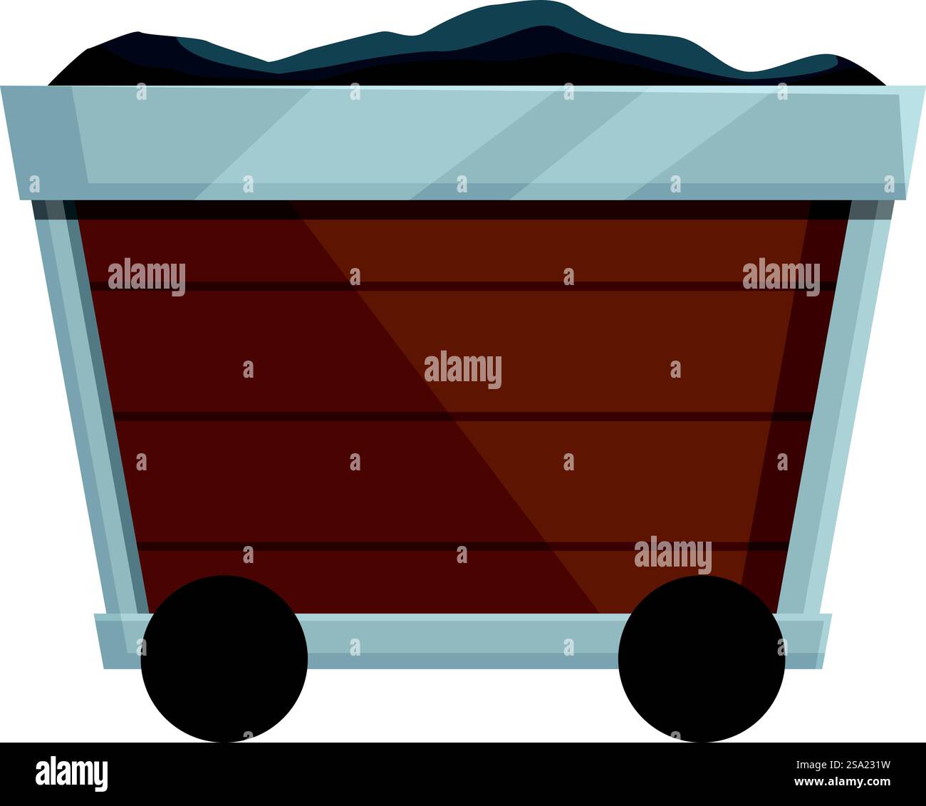 Wagon cart with coal icon cartoon vector. Mine factory. Trolley sector ...