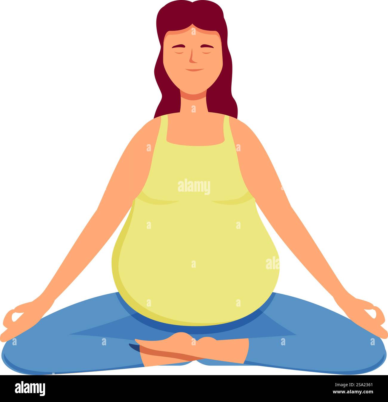 Female at yoga pose icon cartoon vector. Pregnant woman calm. Relax ...