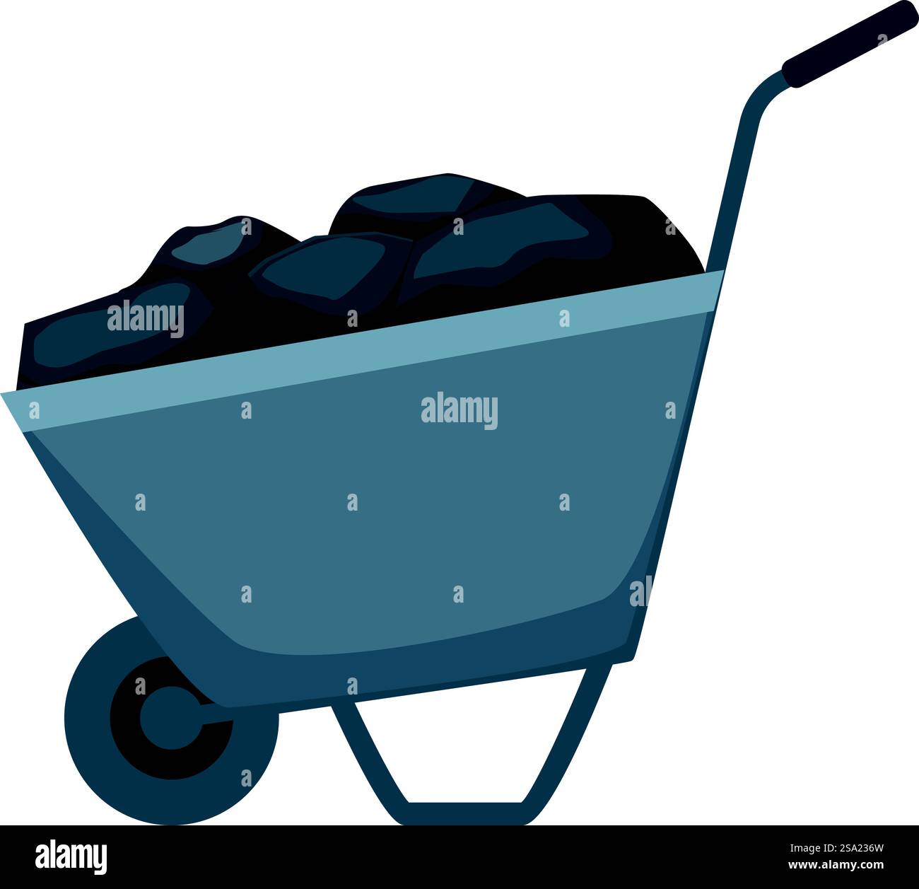Full wheelbarrow of coal icon cartoon vector. Coal mining. Cart wagon ...