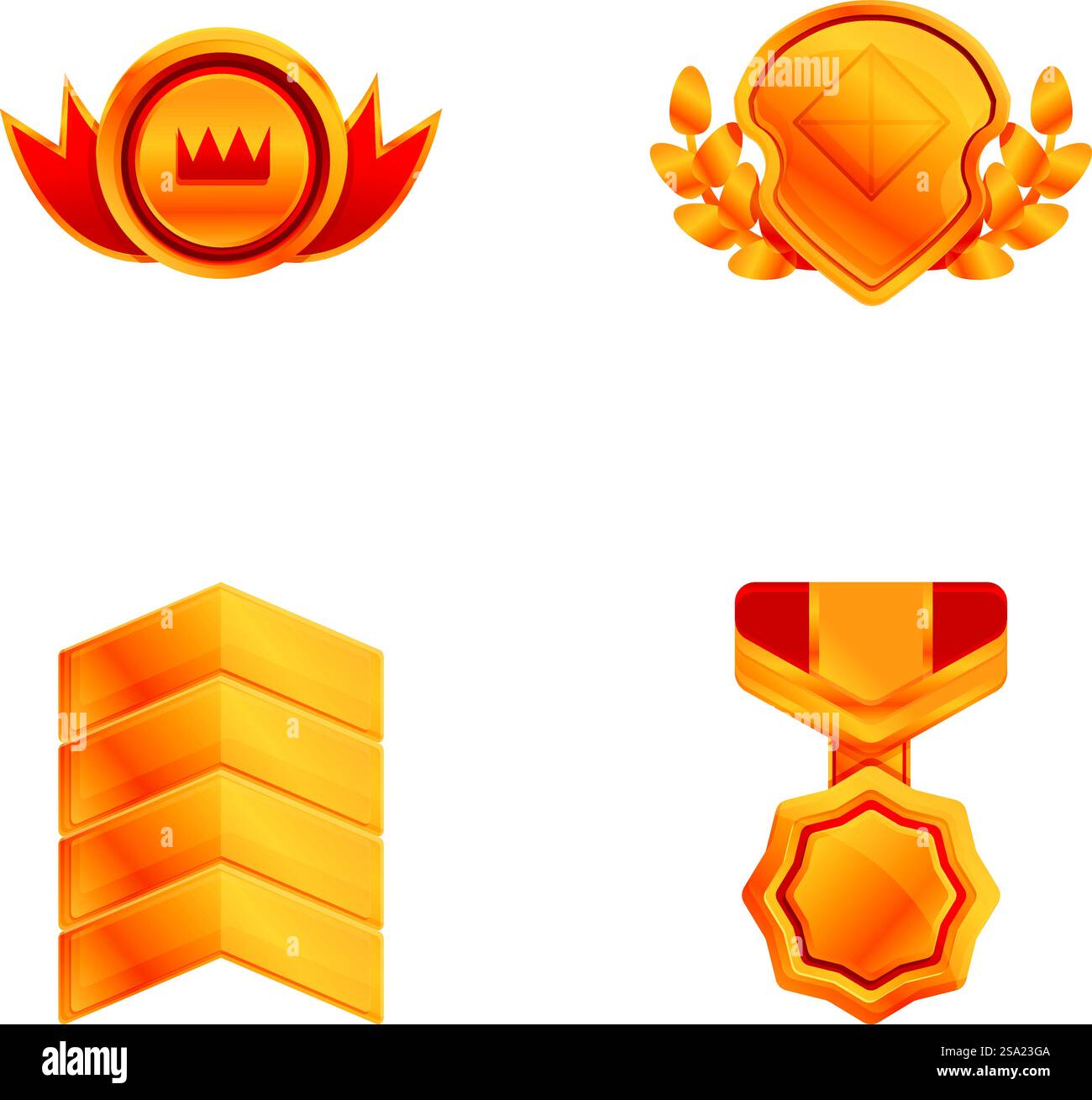 Award icons set cartoon vector. Trophy, medal and winner prize. Victory ...