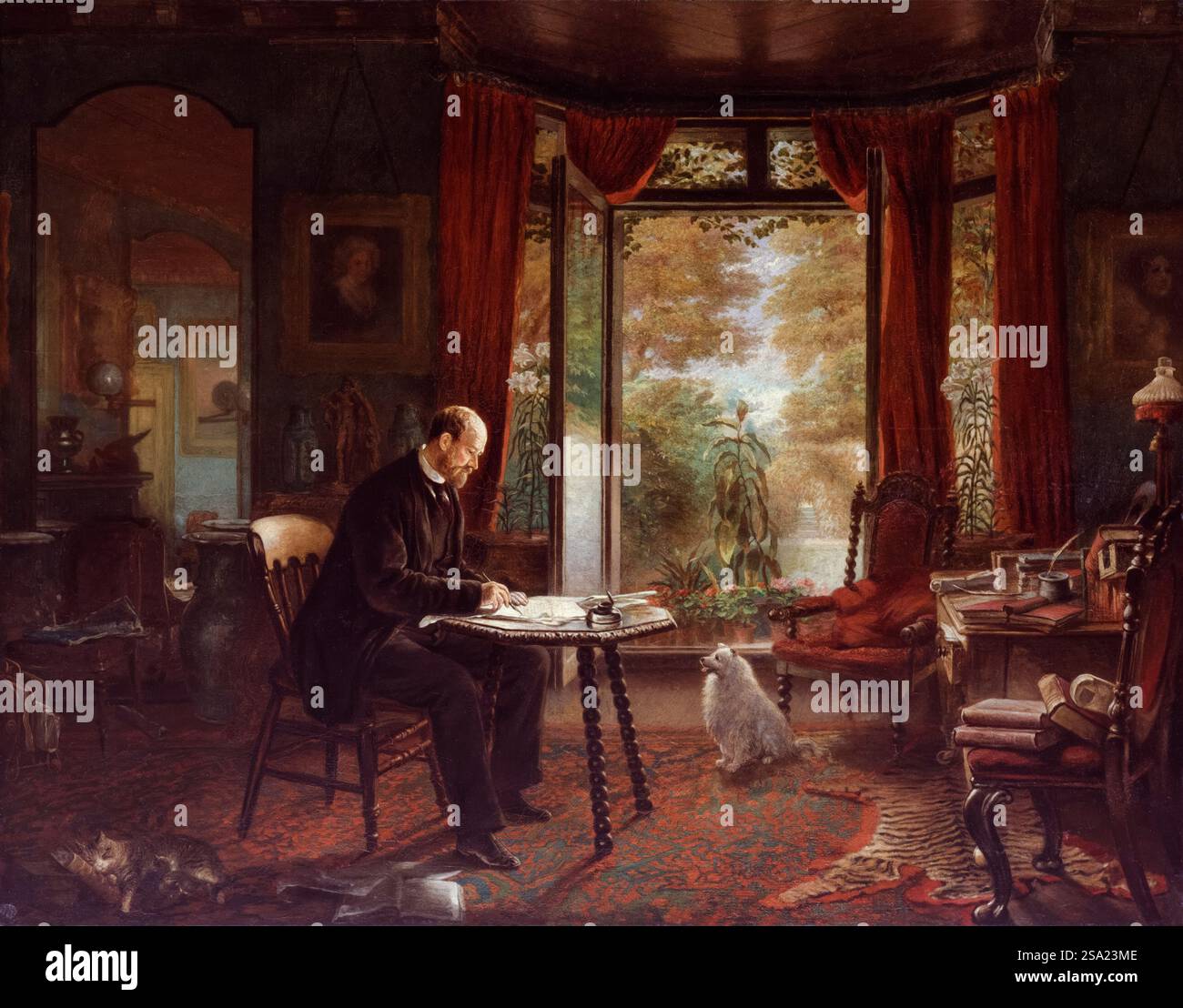 Charles Reade (1814-1884), British novelist and dramatist, writing ...