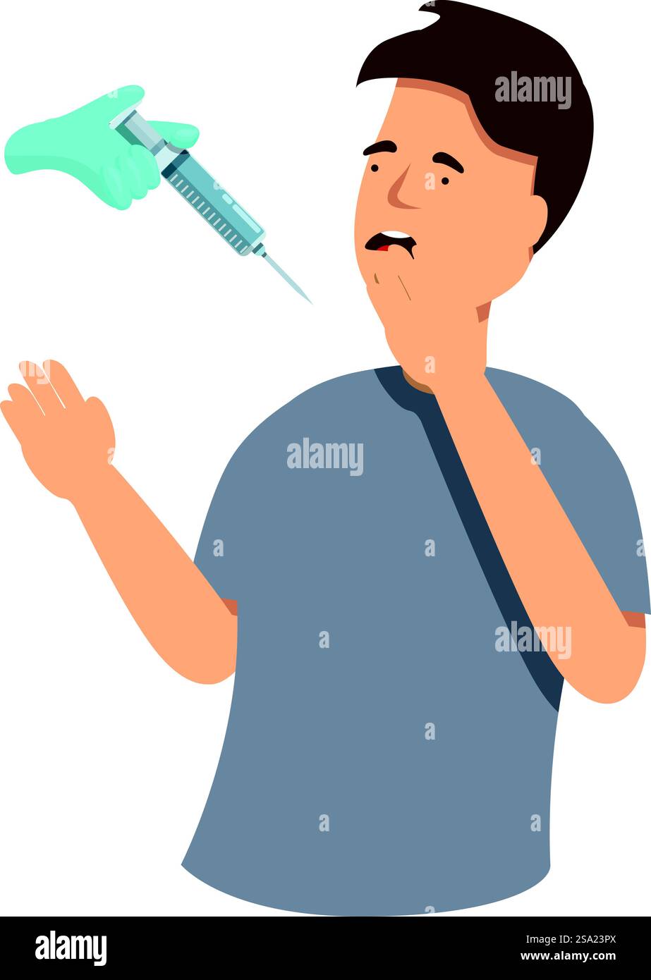 Boy cry under injection icon cartoon vector. Doctor health care. Pain ...