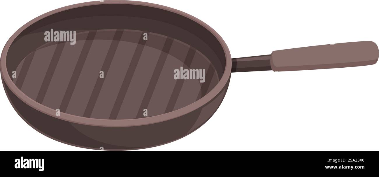 Grill fry pan icon cartoon vector. Home domestic tool. Cook equipment ...