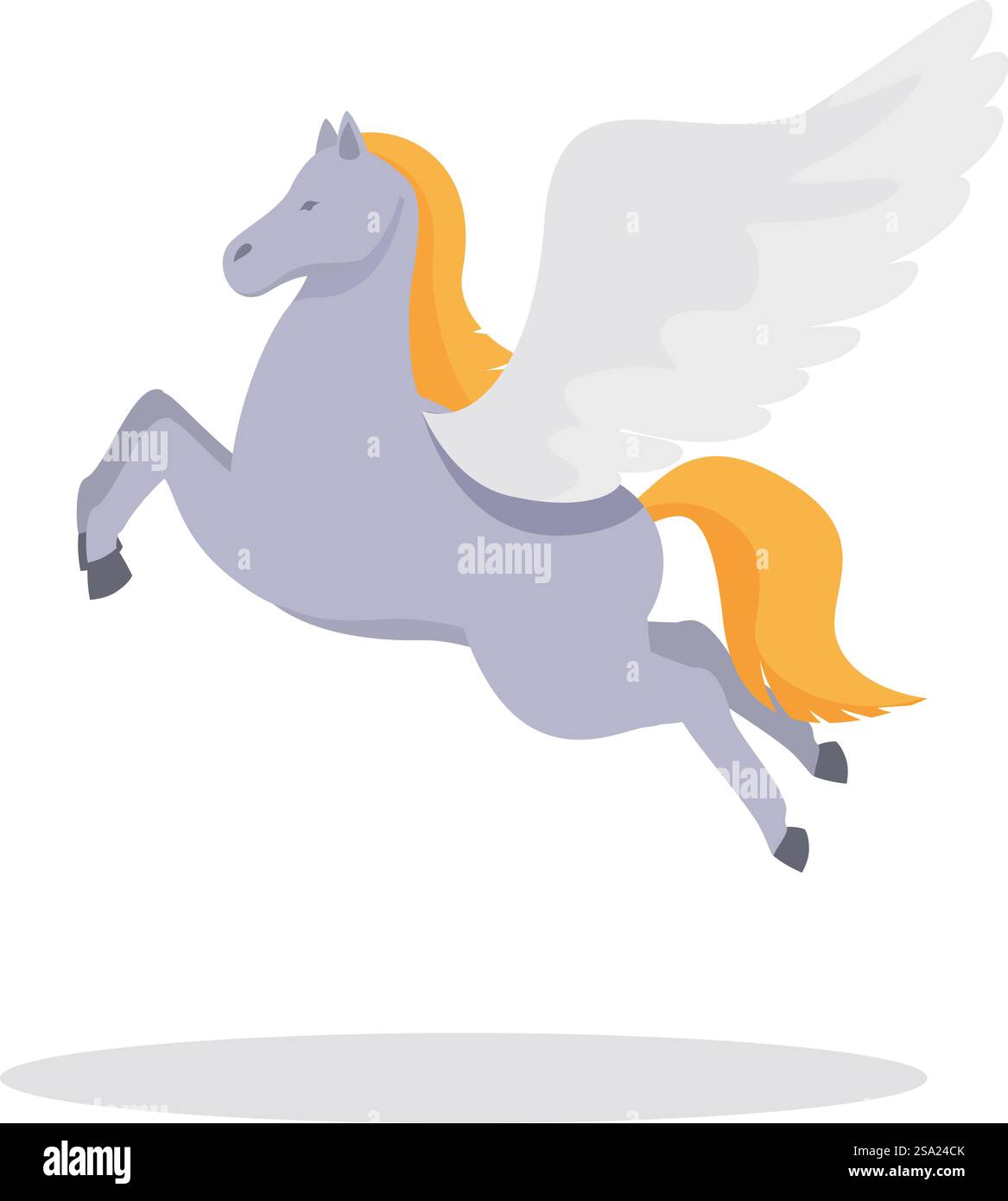 Flying pegasus horse icon cartoon vector. Green tale animal. Horn tale ...