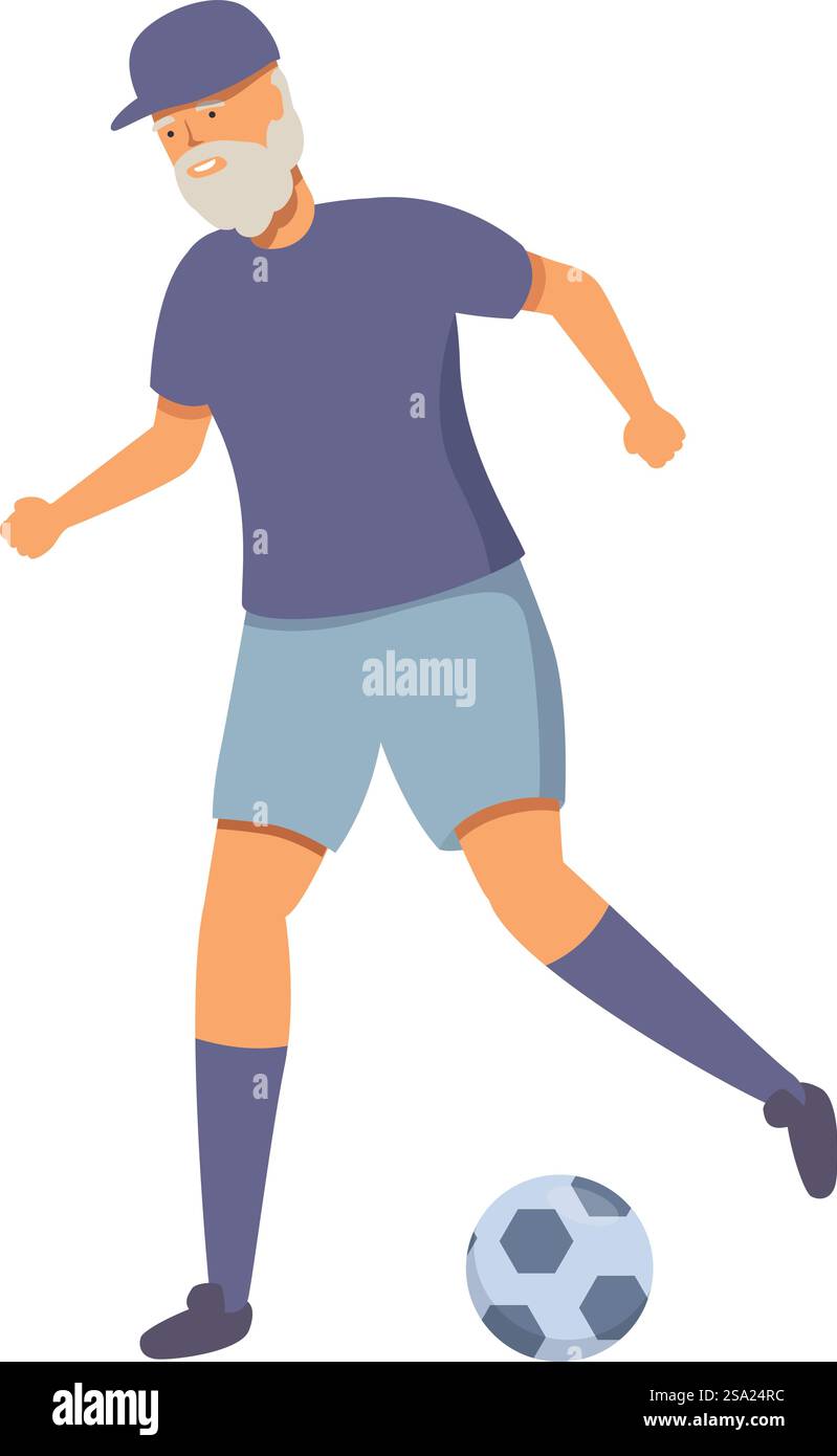 Play soccer icon cartoon vector. Adult retirement. Generation person ...