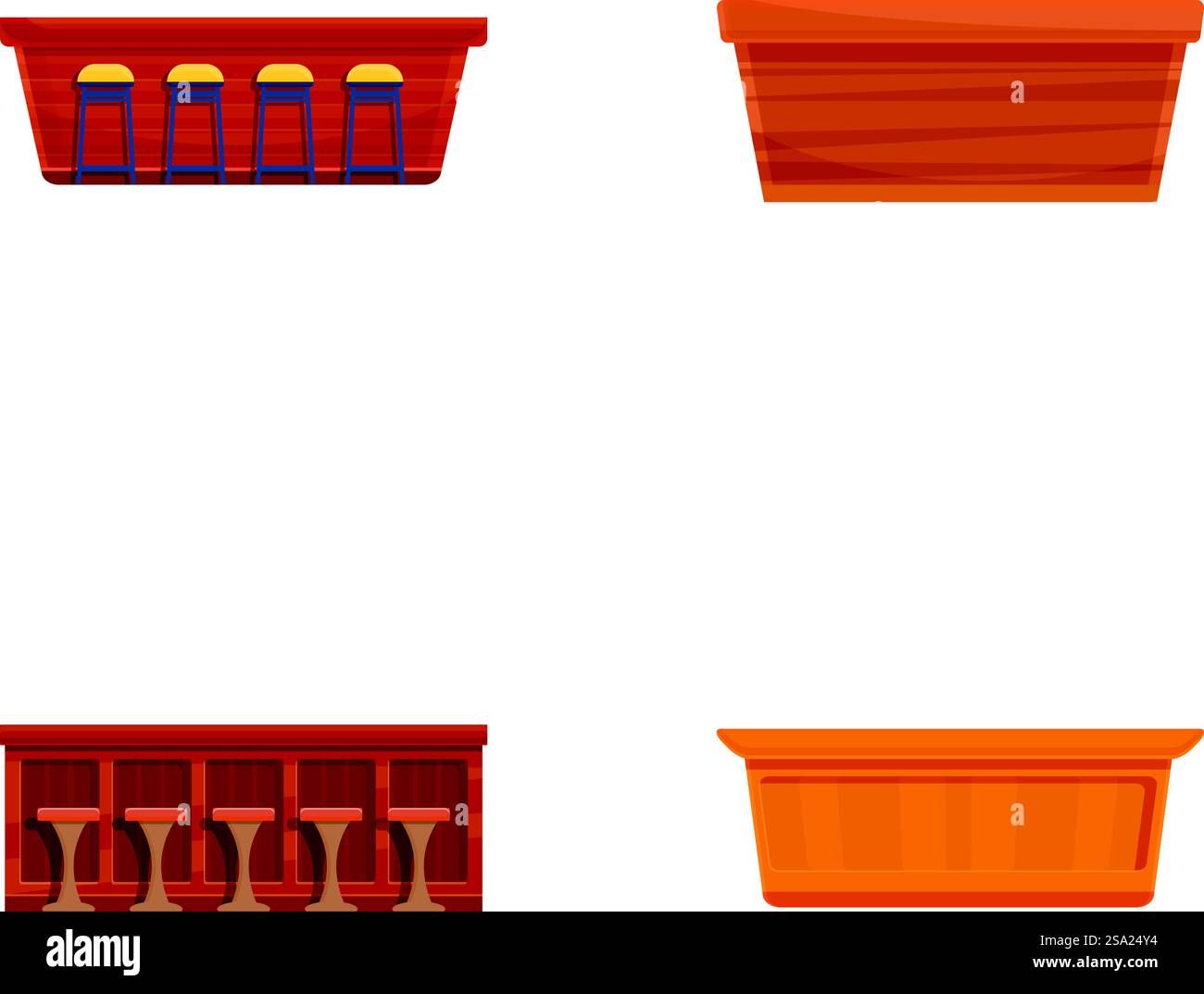 Bar counter icons set cartoon vector. Different bar counter and high ...