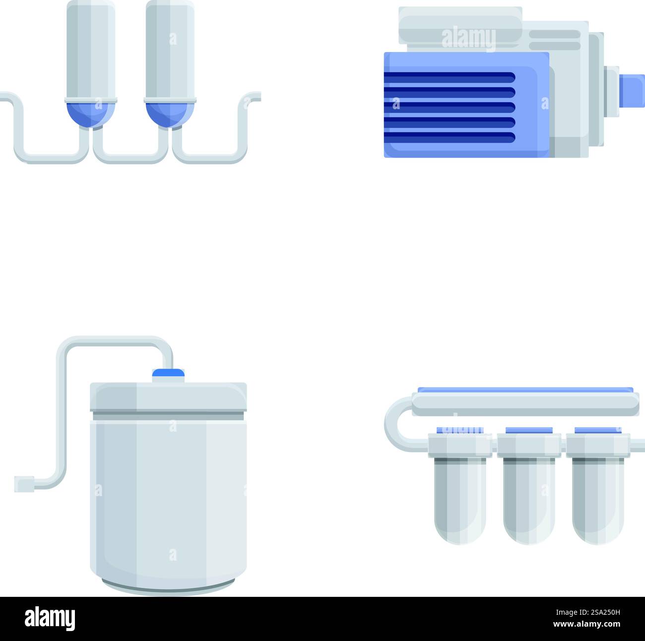 Water filter icons set cartoon vector. Water purification and ...