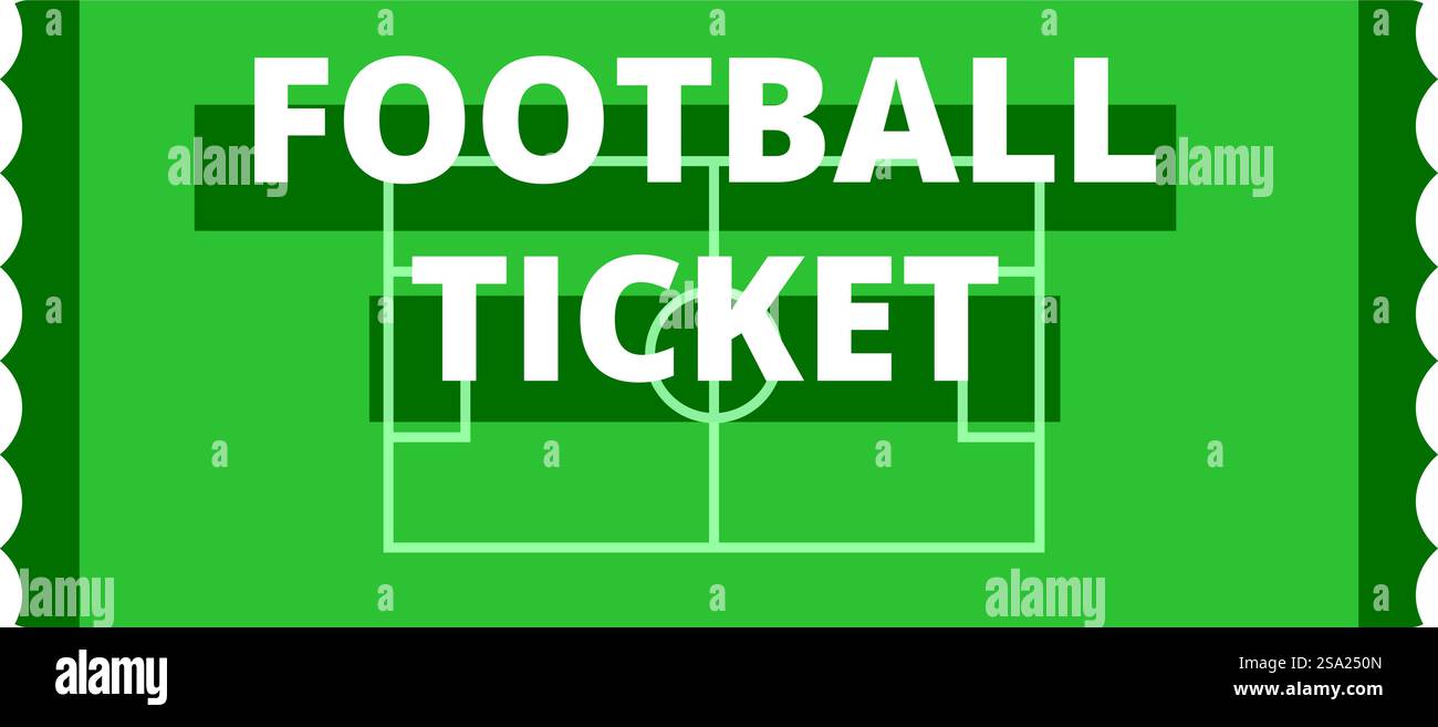 Green football ticket icon cartoon vector. Card league vip. Game ...