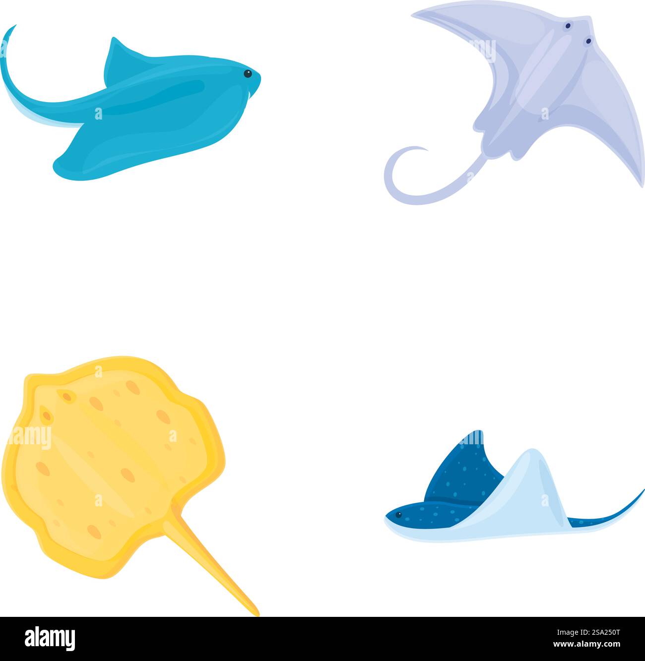 Stingray icons set cartoon vector. Cartoon tropical marine stingray ...