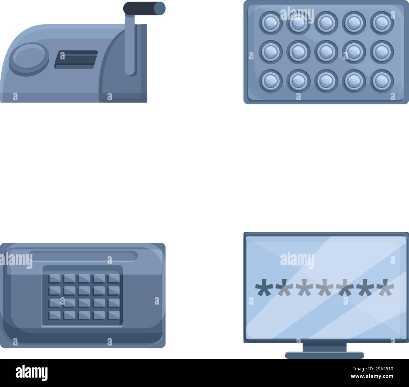 Cipher icons set cartoon vector. Various type of encryption. Data ...