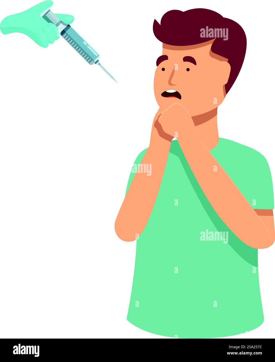 Boy afraid of injection icon cartoon vector. Doctor healthcare. Room ...