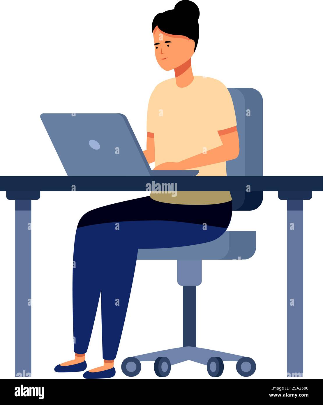 Daily routine office working icon cartoon vector. Laptop hours ...